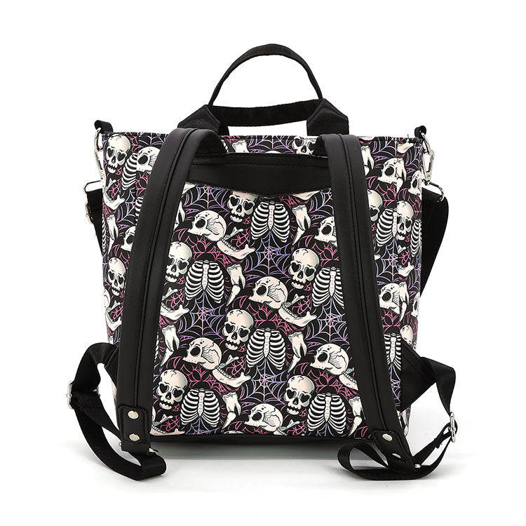 Skulls and Ribcages Convertible Backpack in Vinyl – www.comecoinc.com