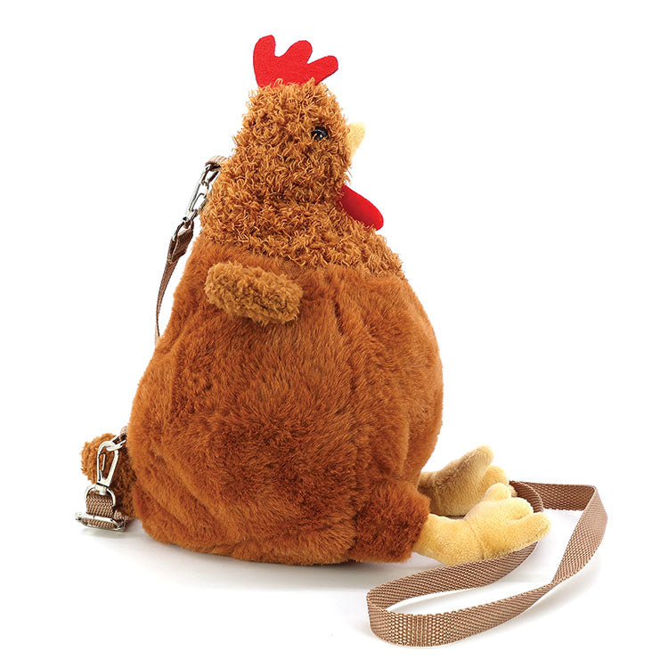 BROWN FURRY HEN CROSS BODY BAG IN POLYESTER – www.comecoinc.com